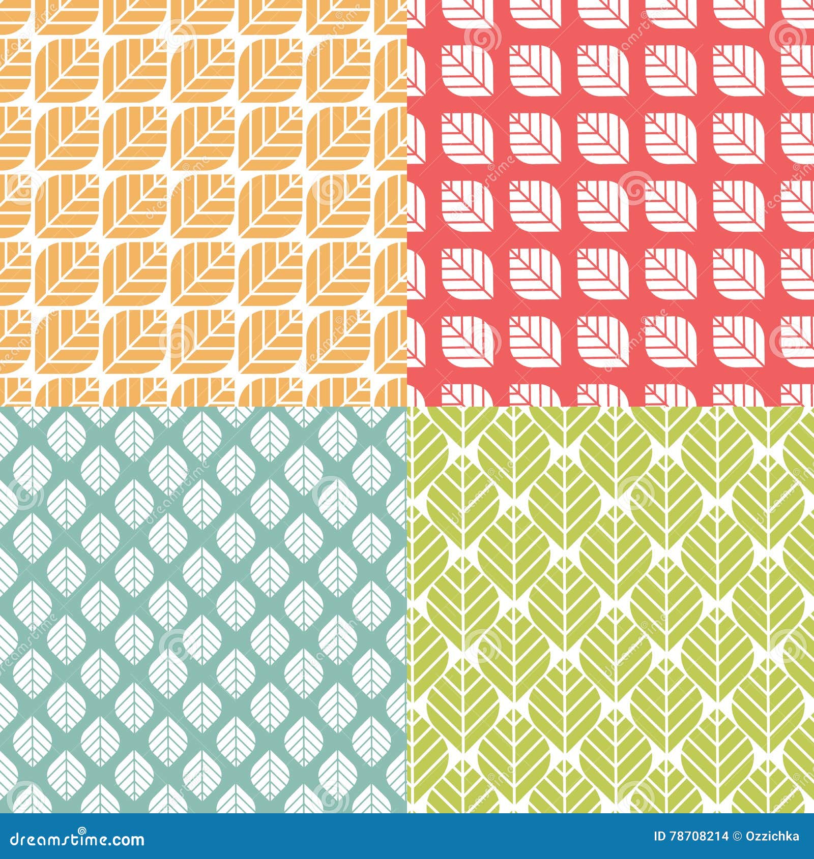 Retro Geometric Floral Pattern. Simple Repeating Texture with Leaves ...