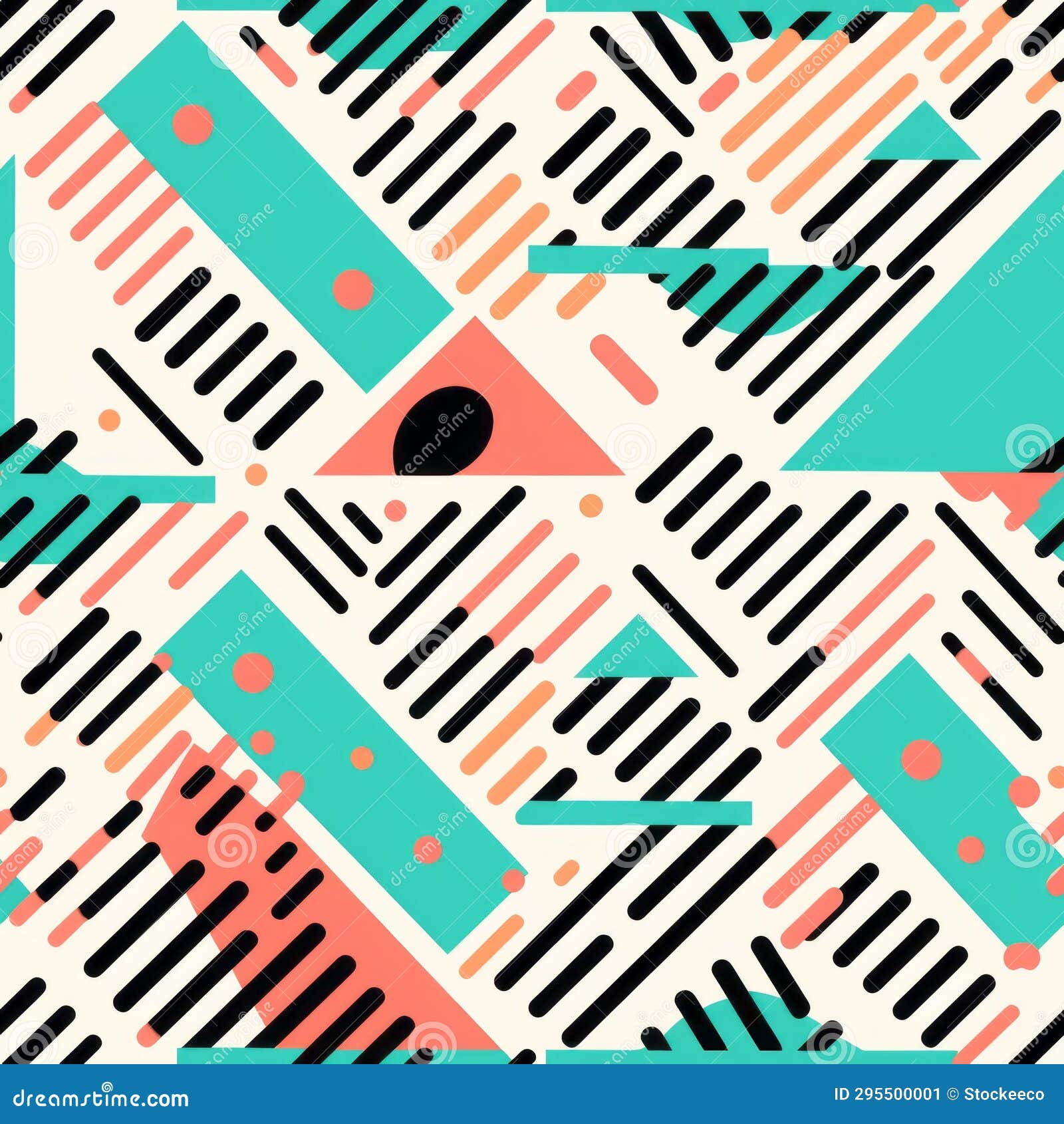 Retro Geometric Pattern: Bold and Colorful Memphis Design Stock ...