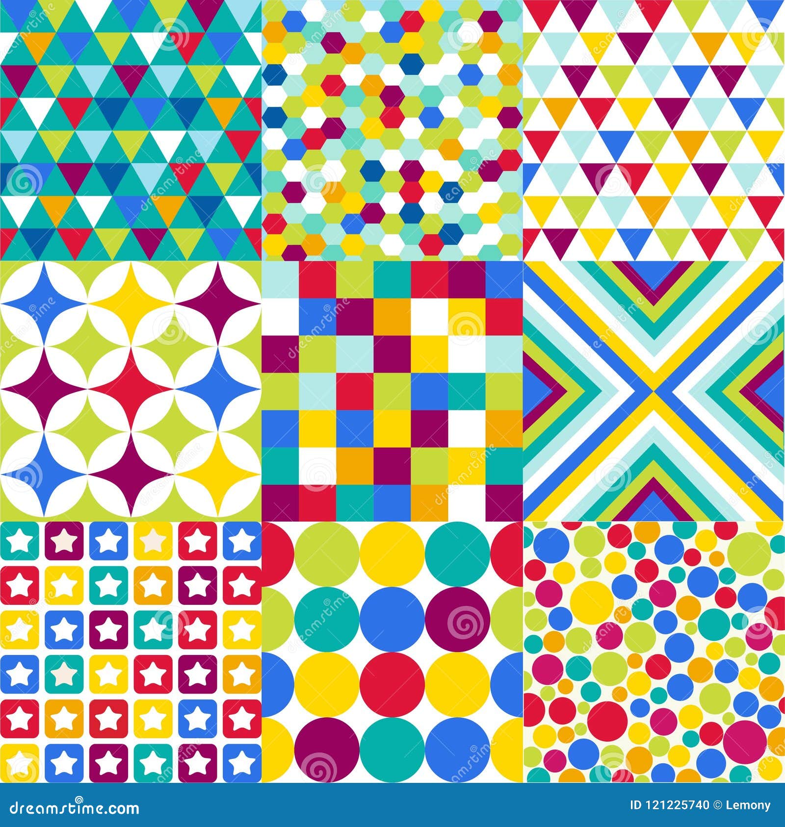Retro Geometric Pattern Set Stock Vector - Illustration of decor ...