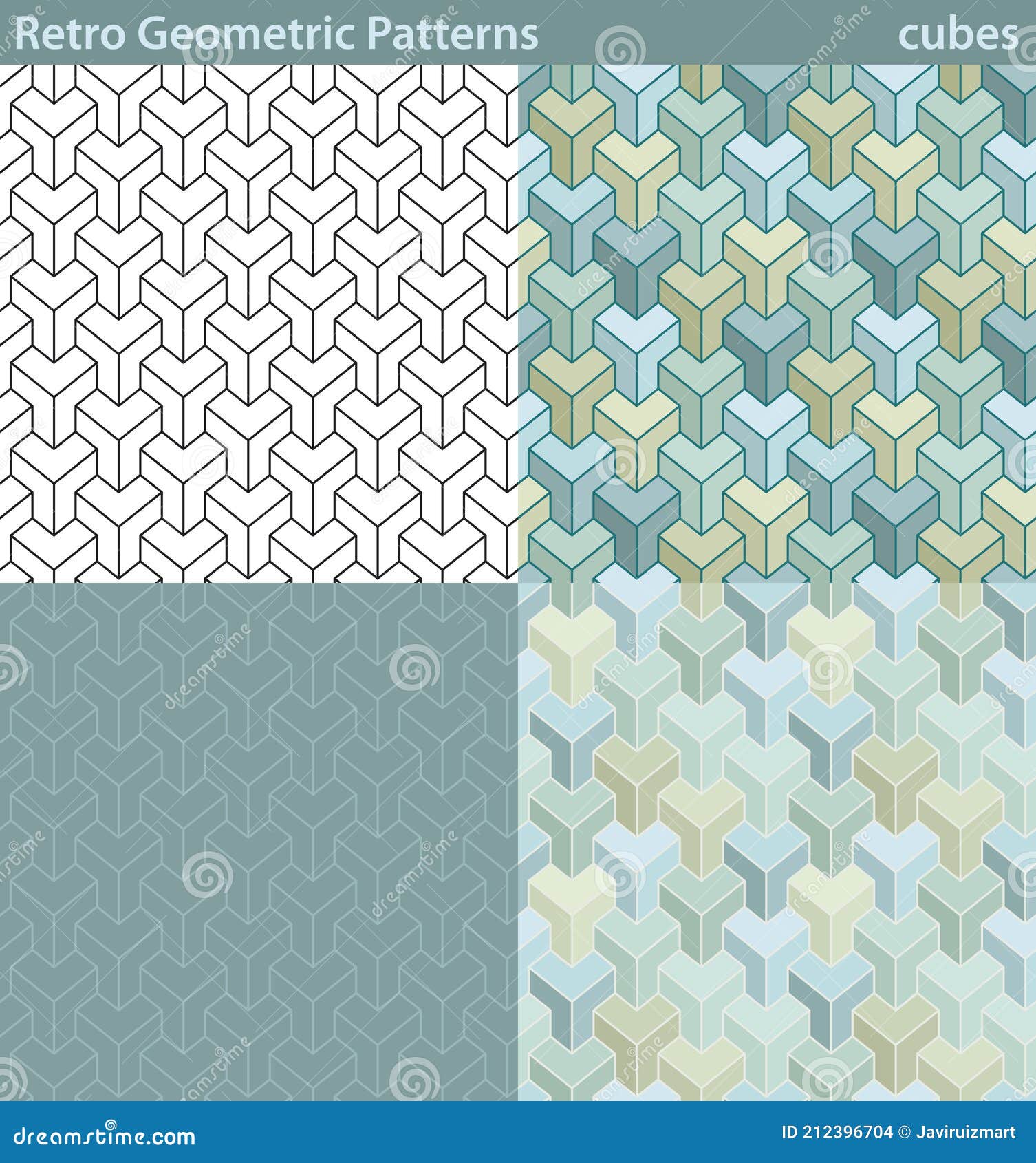 Retro Geometric Patterns, Cubes Stock Vector - Illustration of backdrop ...