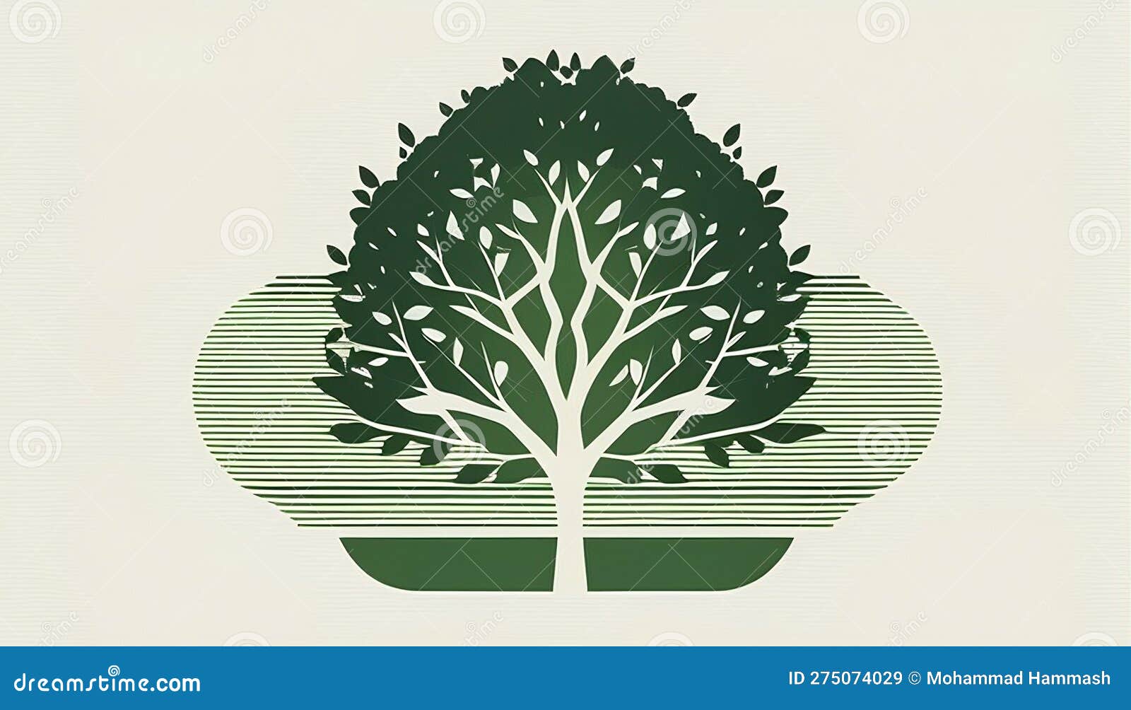 Retro Geometric Tree Logo in Light Green, Made with Generative AI Stock ...