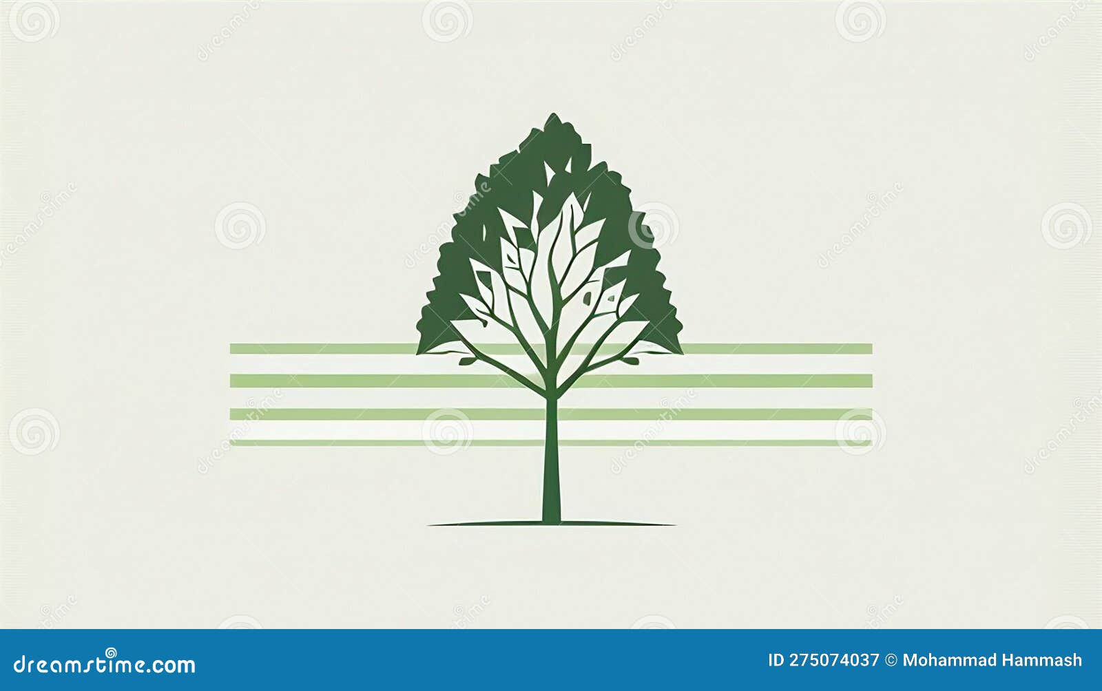 Retro Geometric Tree Logo in Light Green, Made with Generative AI Stock ...