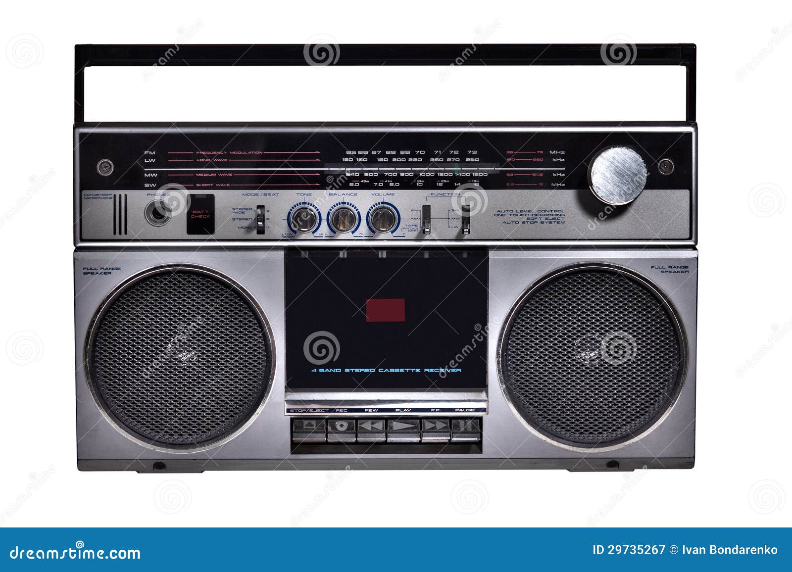 Retro Ghetto Blaster Isolated on White Stock Image - Image of audio ...