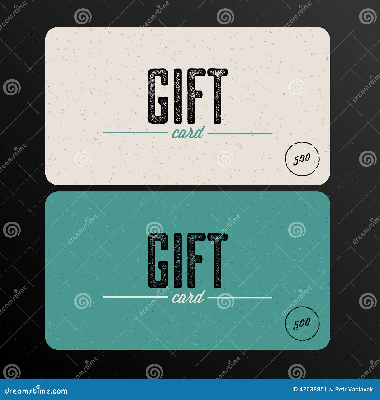 Retro Gift Card Teal Template Stock Illustration - Illustration of ...