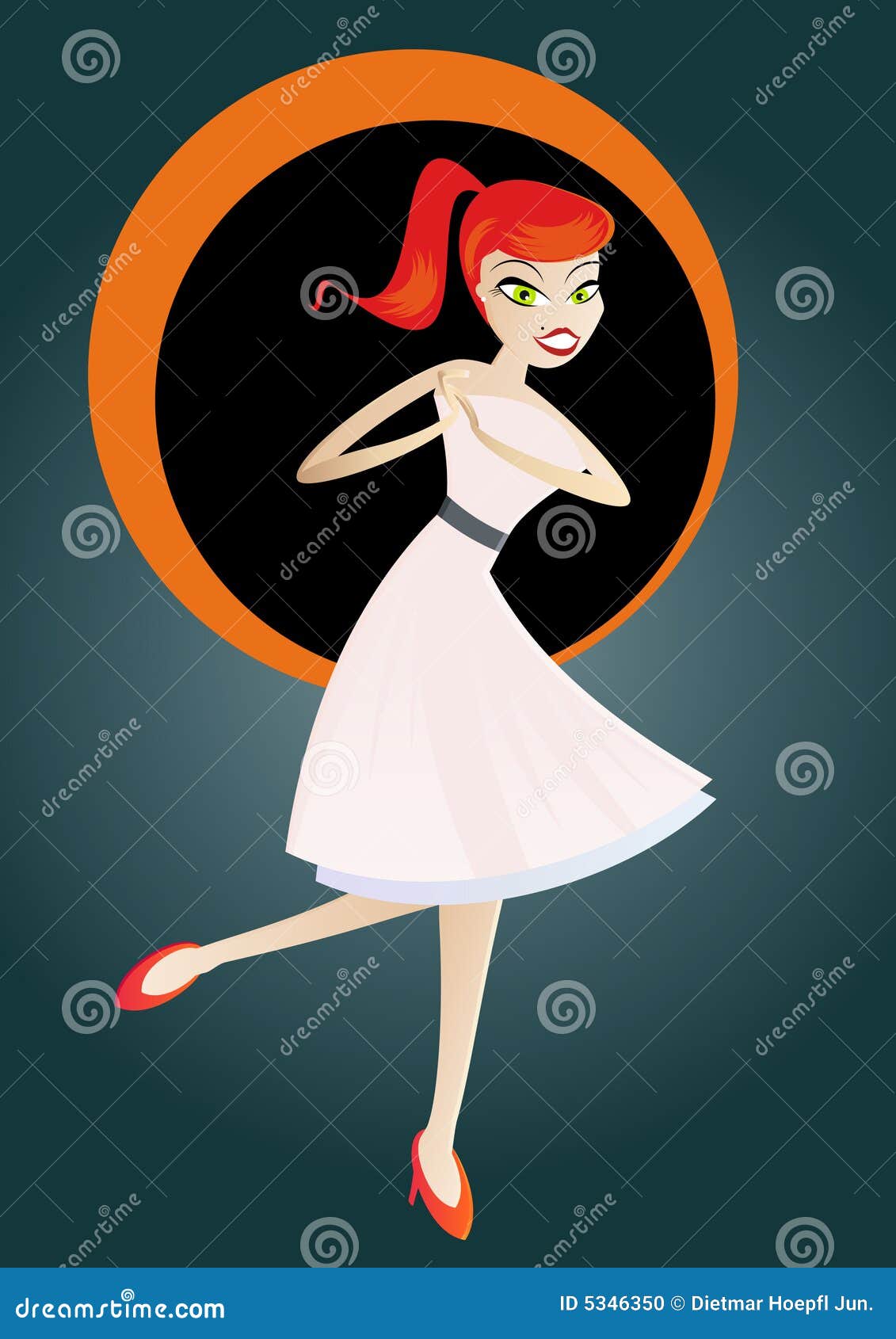 Retro Girl stock vector. Illustration of computer, 1950 - 5346350