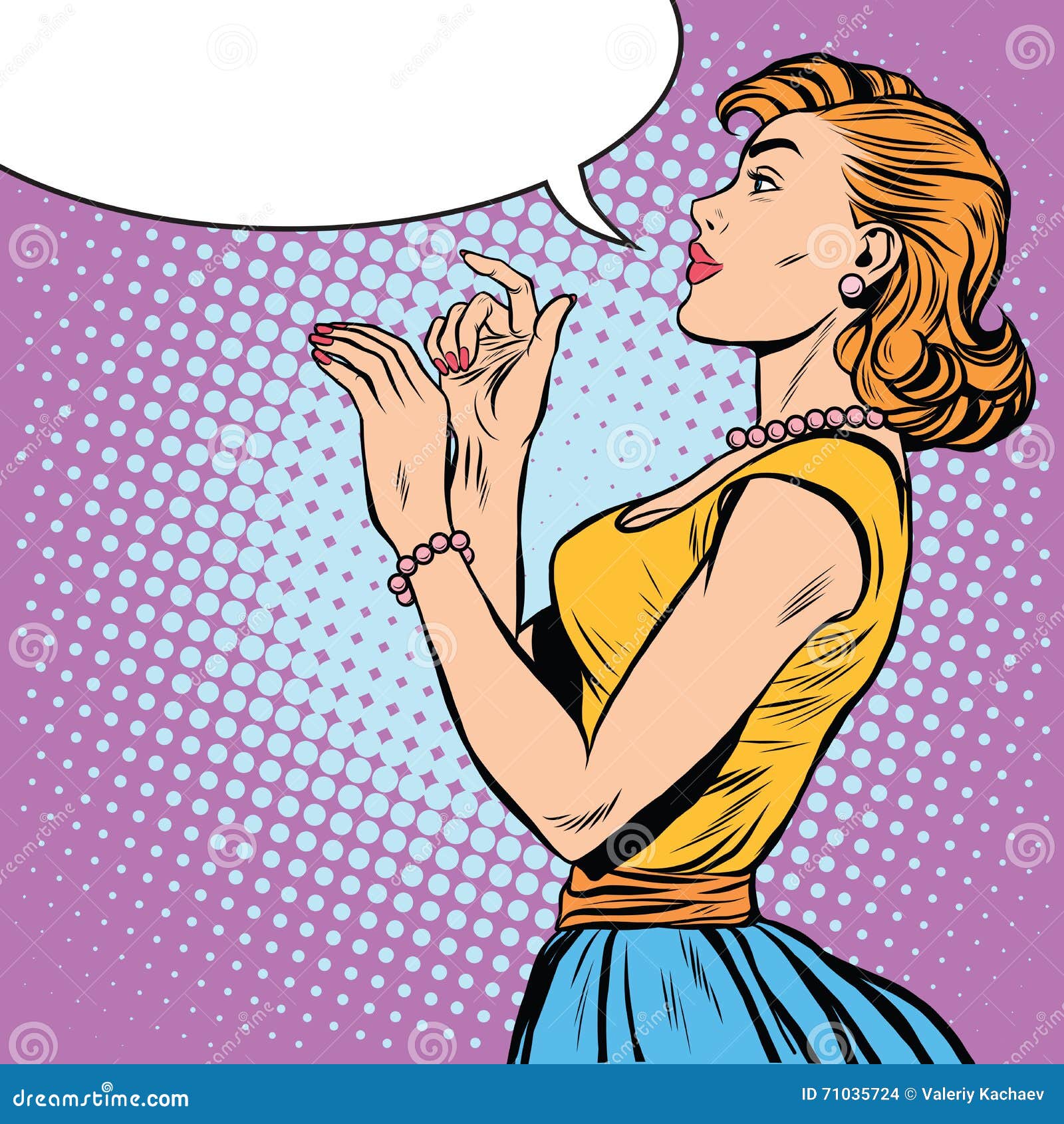 Retro girl goodbye stock vector. Illustration of lady - 71035724