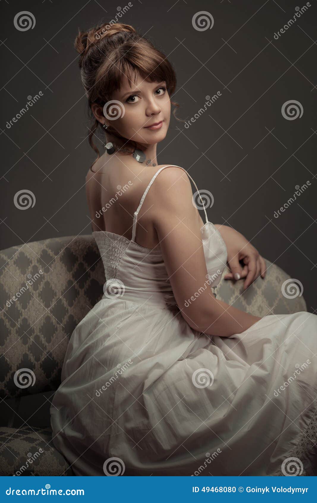 Retro girl stock photo. Image of glamour, couch, beauty - 49468080