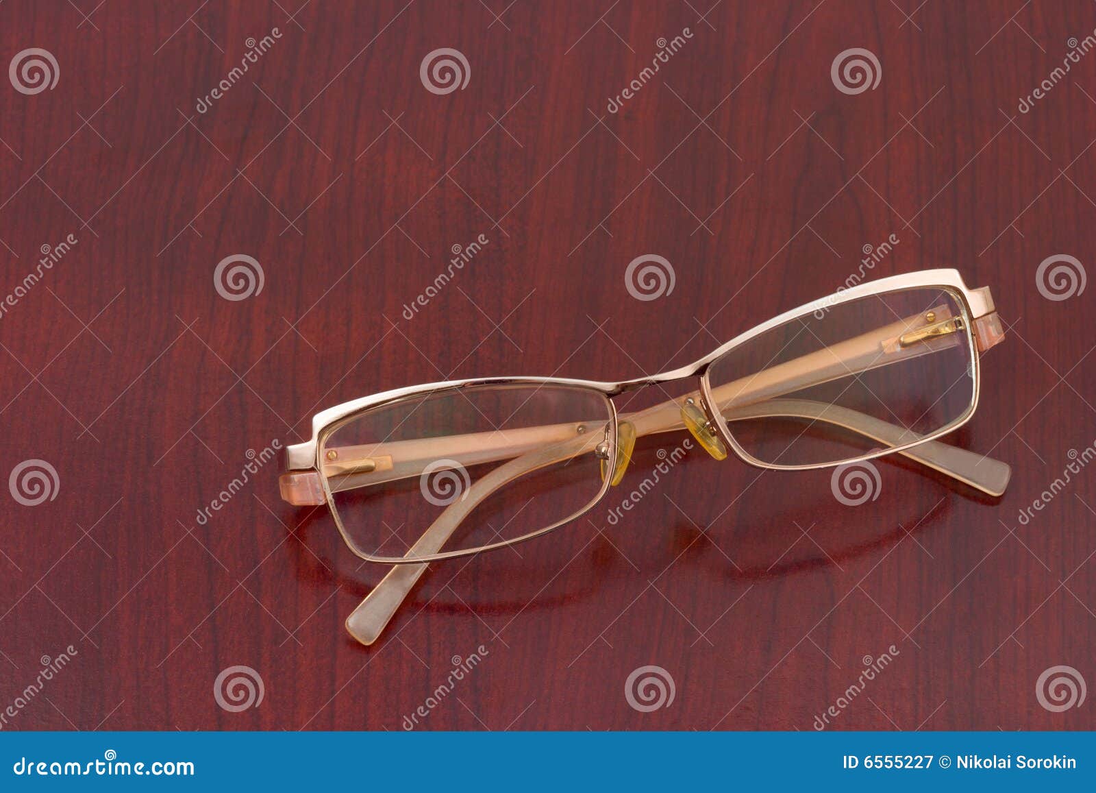 Retro Glasses on Wooden Table Stock Image - Image of reading ...