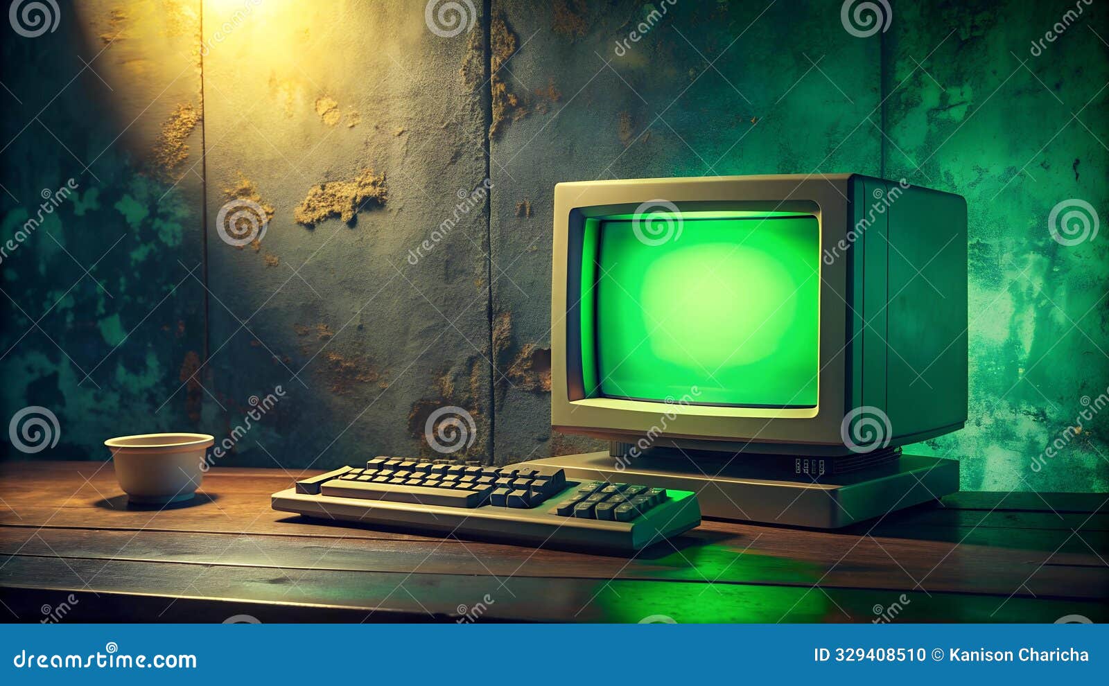 Retro Glow: an Old Personal Computer Bathed in the Green Light of Its ...