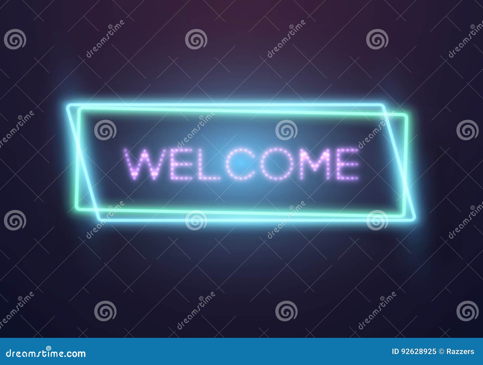 Retro Glowing Neon Welcome Sign Stock Vector - Illustration of neon ...
