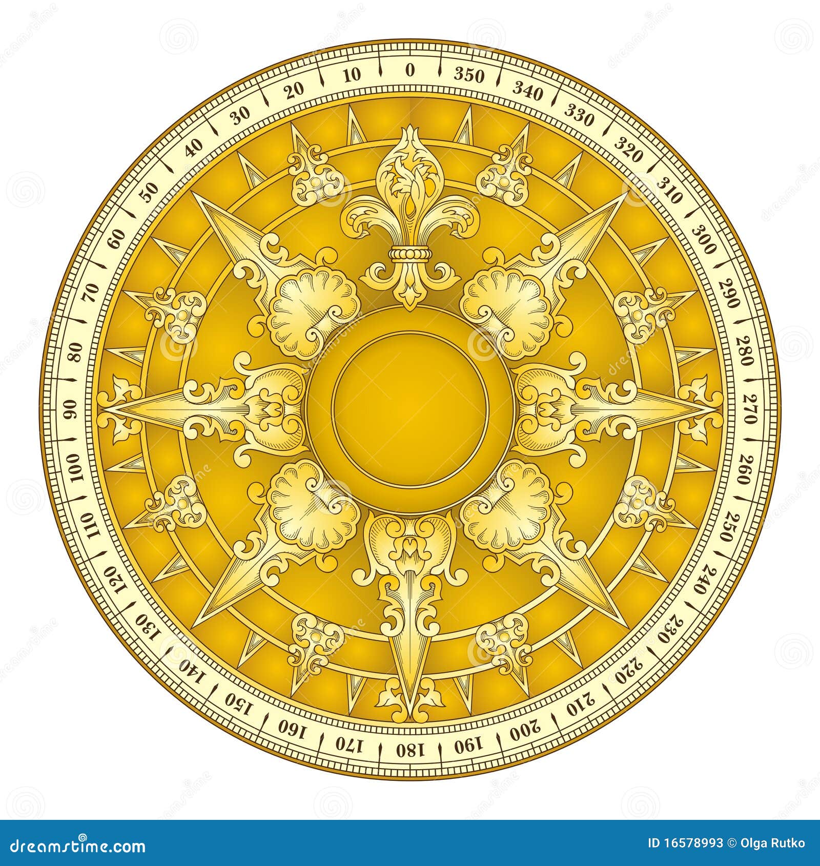 Retro Gold Compass Cartoon Vector | CartoonDealer.com #16578993