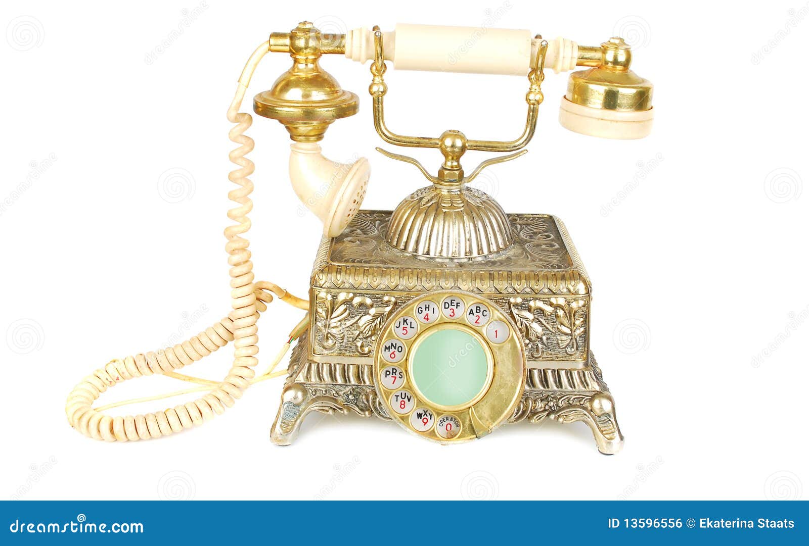 Retro gold phone. stock photo. Image of antique, receiver - 13596556