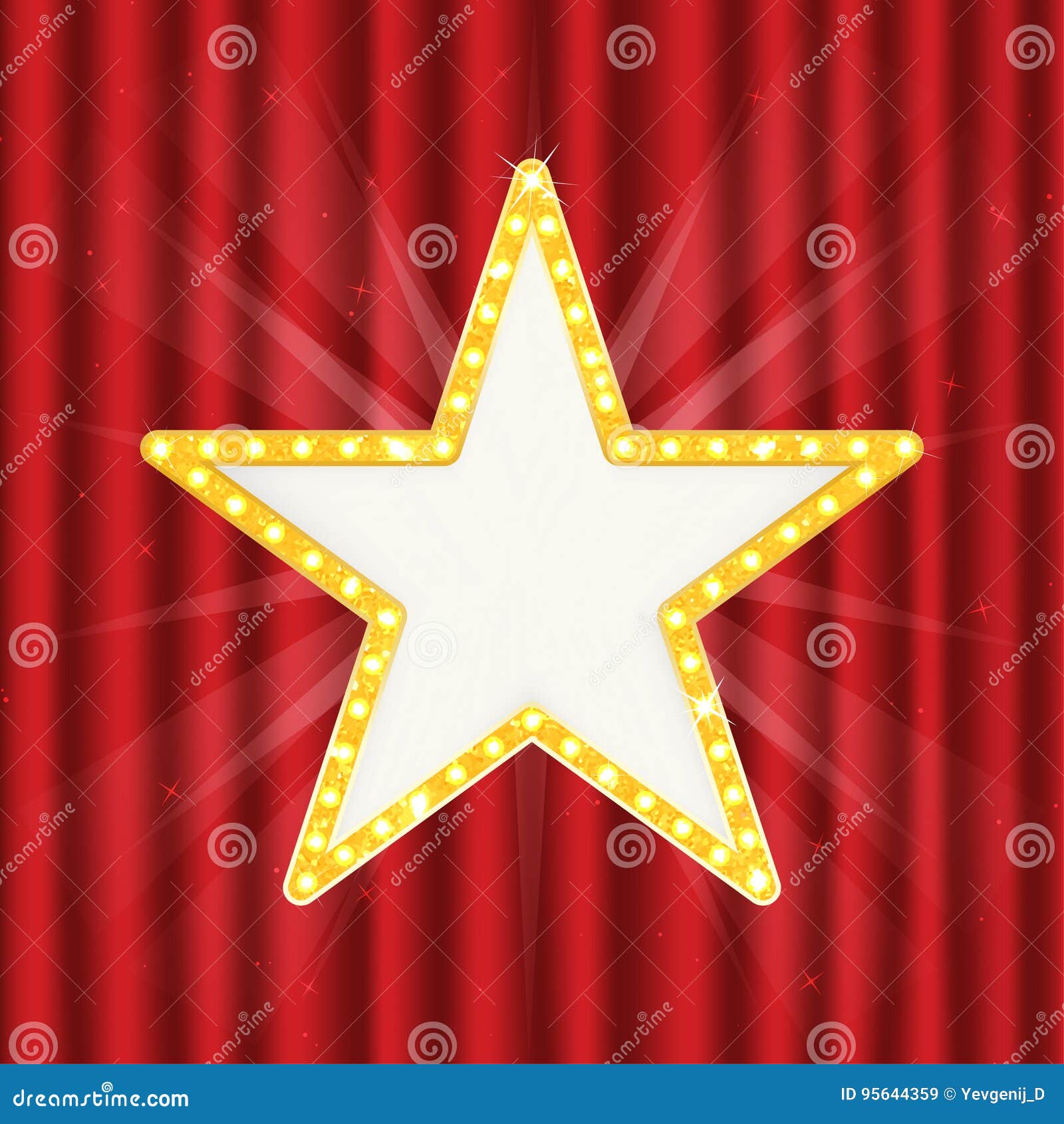 Retro Gold Star. Vintage Frame With Lights Isolated On White Background ...