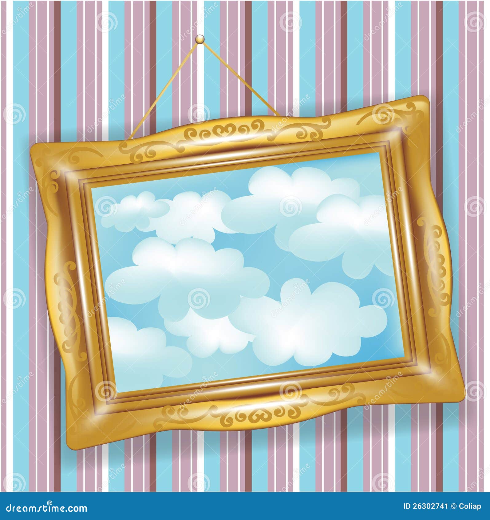 Retro Golden Frame with Clouds Stock Vector - Illustration of design ...
