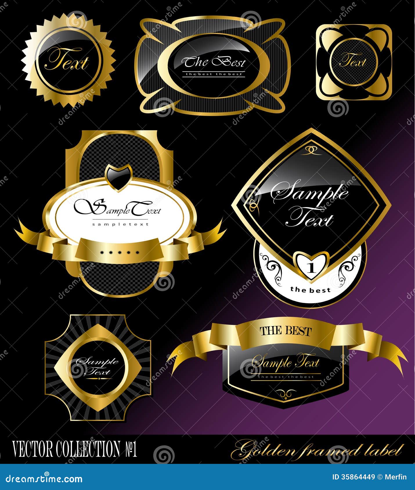 Retro golden framed label stock illustration. Illustration of badge ...