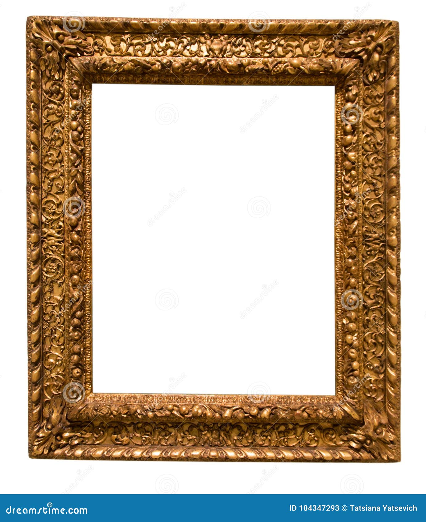 Retro Golden Rectangular Frame for Photography on Isolated Background ...