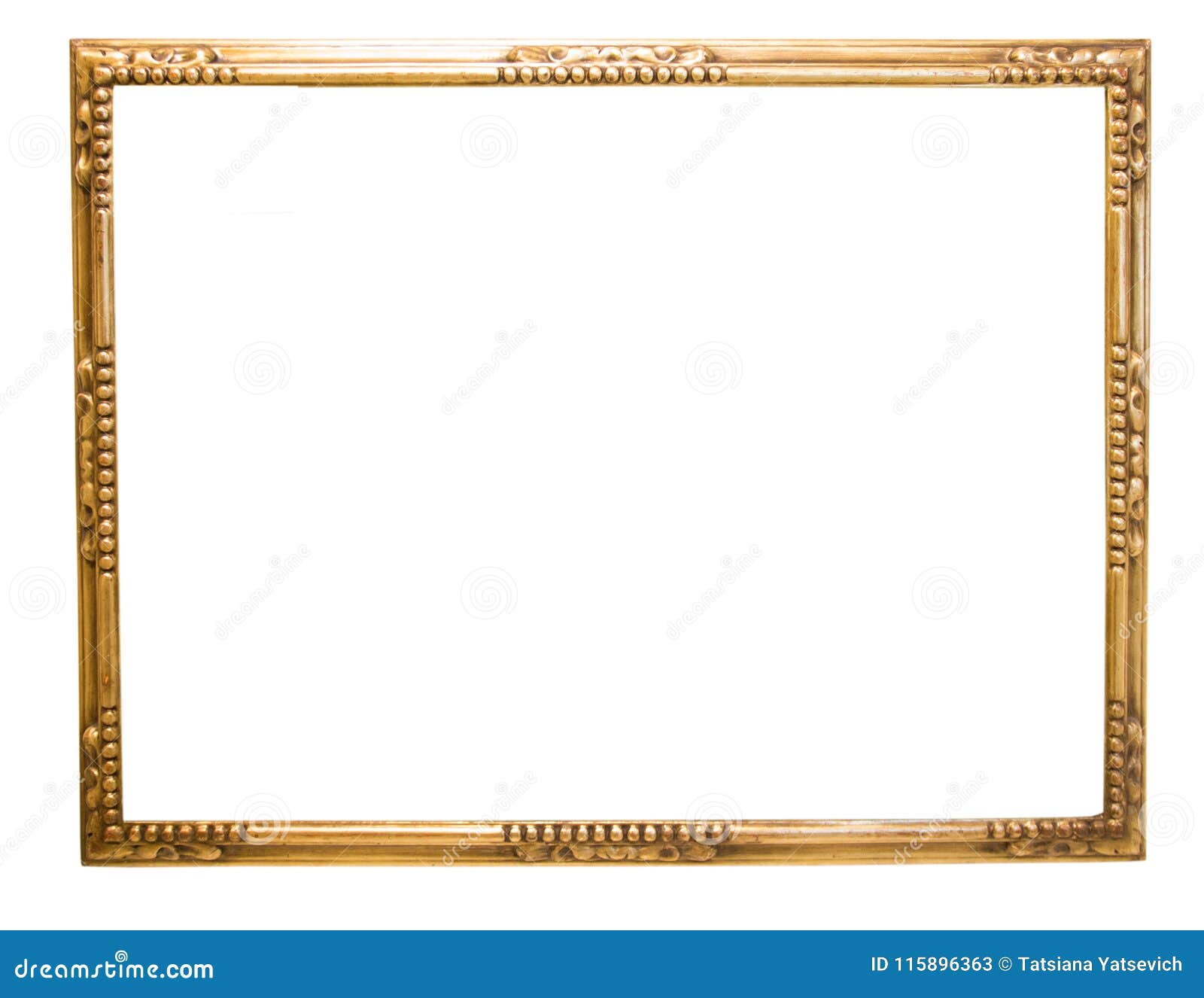 Retro Golden Rectangular Frame for Photography on Isolated Background ...