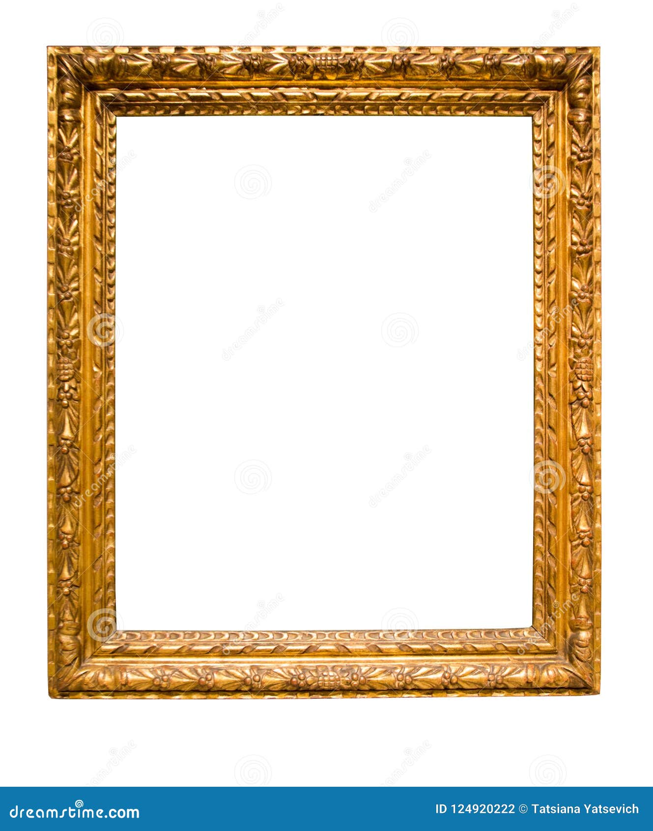 Retro Golden Rectangular Frame for Photography on Isolated Background ...