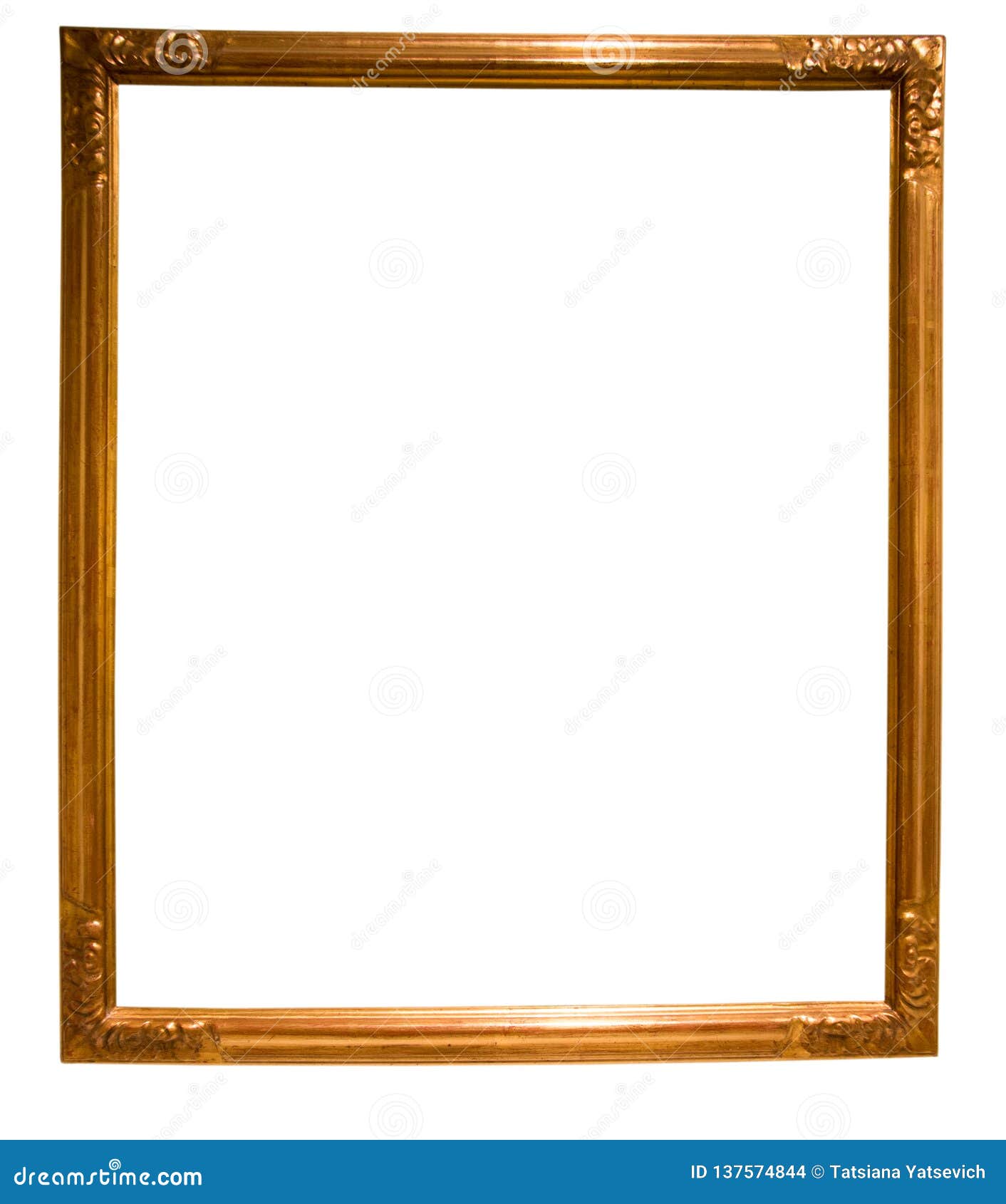 Retro Golden Rectangular Frame for Photography on Isolated Background ...