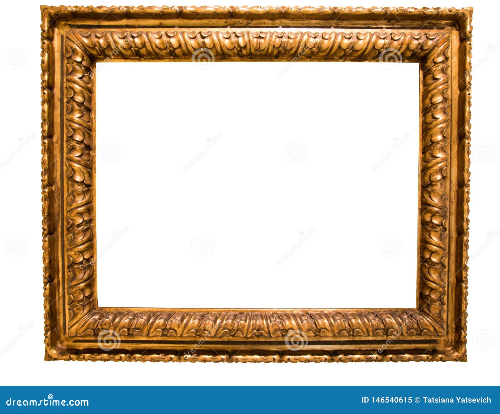 Retro Golden Rectangular Frame for Photography on Isolated Background ...