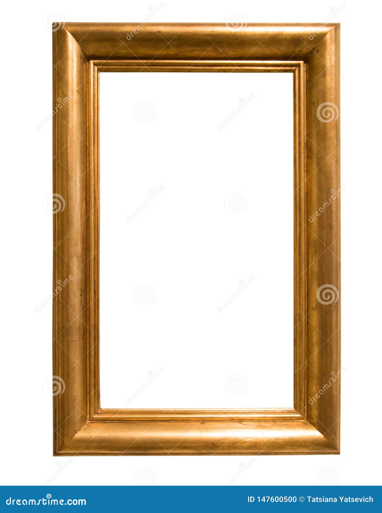 Retro Golden Rectangular Frame for Photography on Isolated Background ...