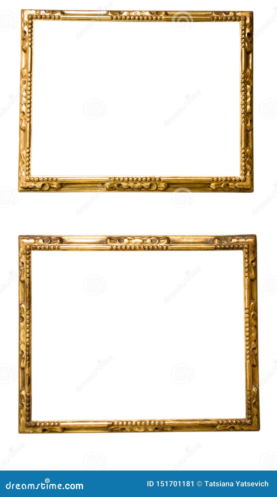 Retro Golden Rectangular Frame for Photography on Isolated Background ...