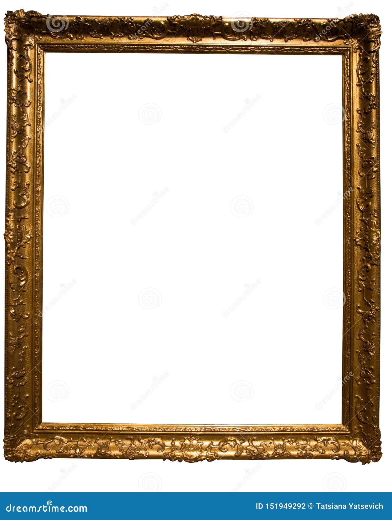 Retro Golden Rectangular Frame for Photography on Isolated Background ...