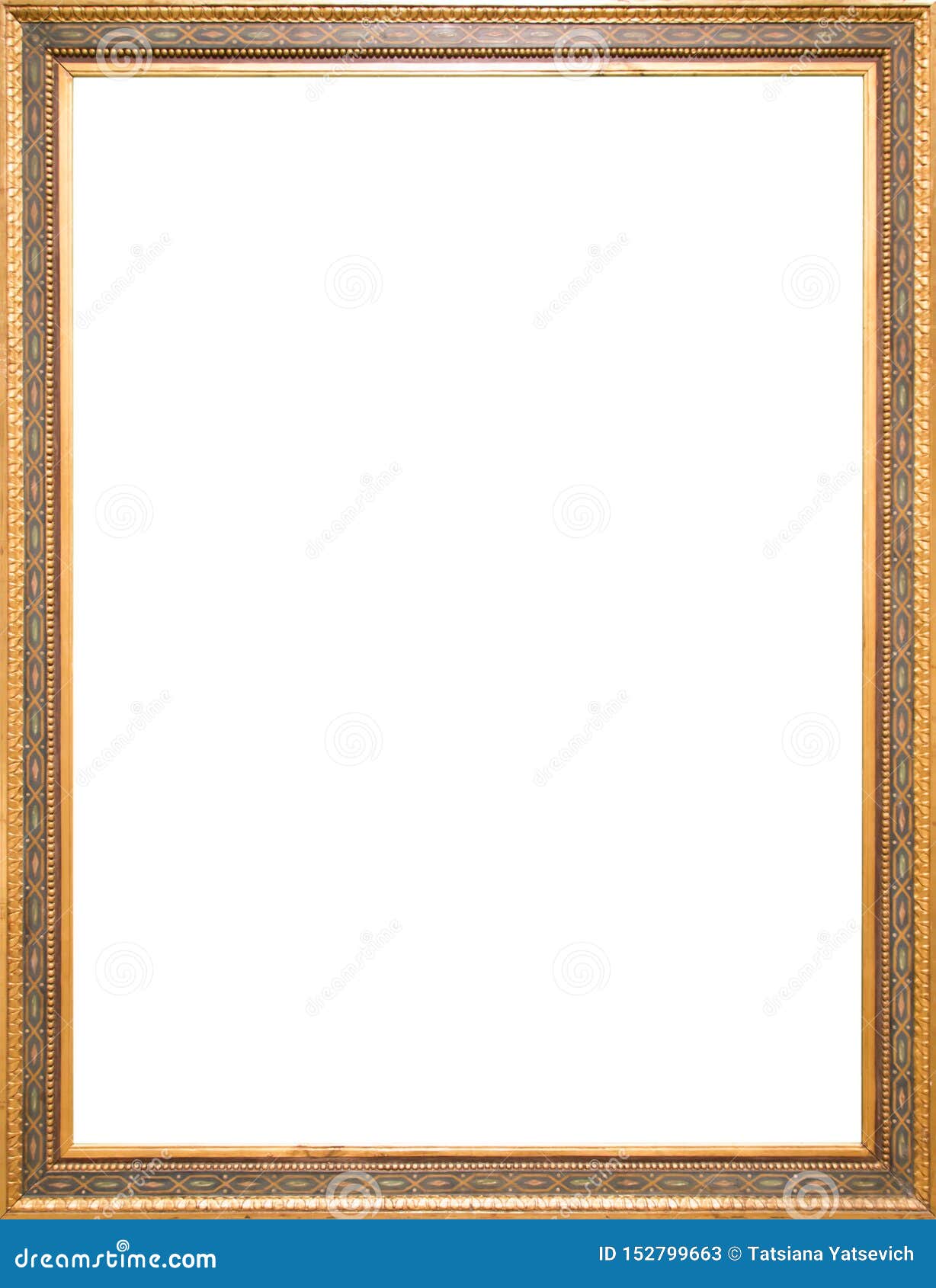 Retro Golden Rectangular Frame for Photography on Isolated Background ...