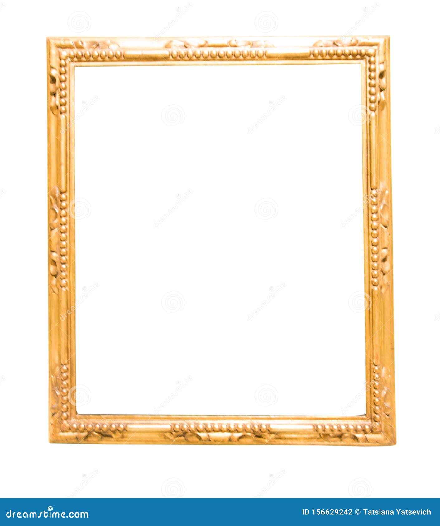 Retro Golden Rectangular Frame for Photography on Isolated Background ...