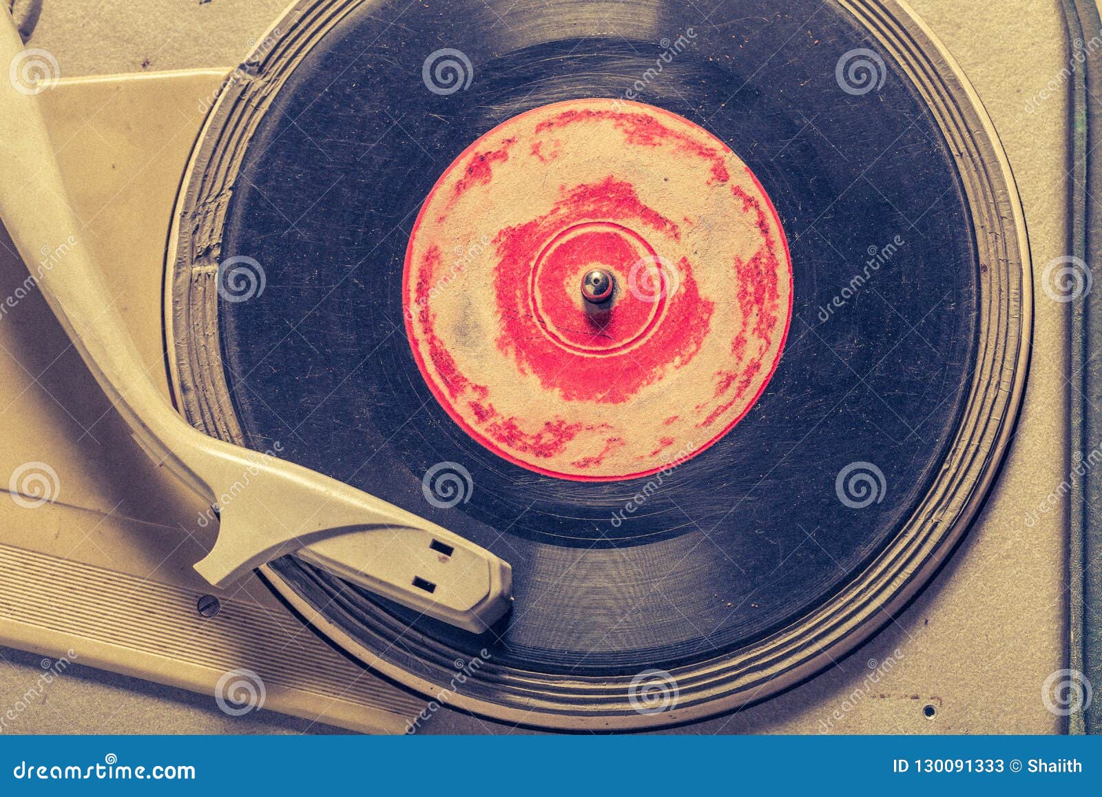 Retro Gramophone and Old Vinyls with Scratched Stock Image - Image of ...