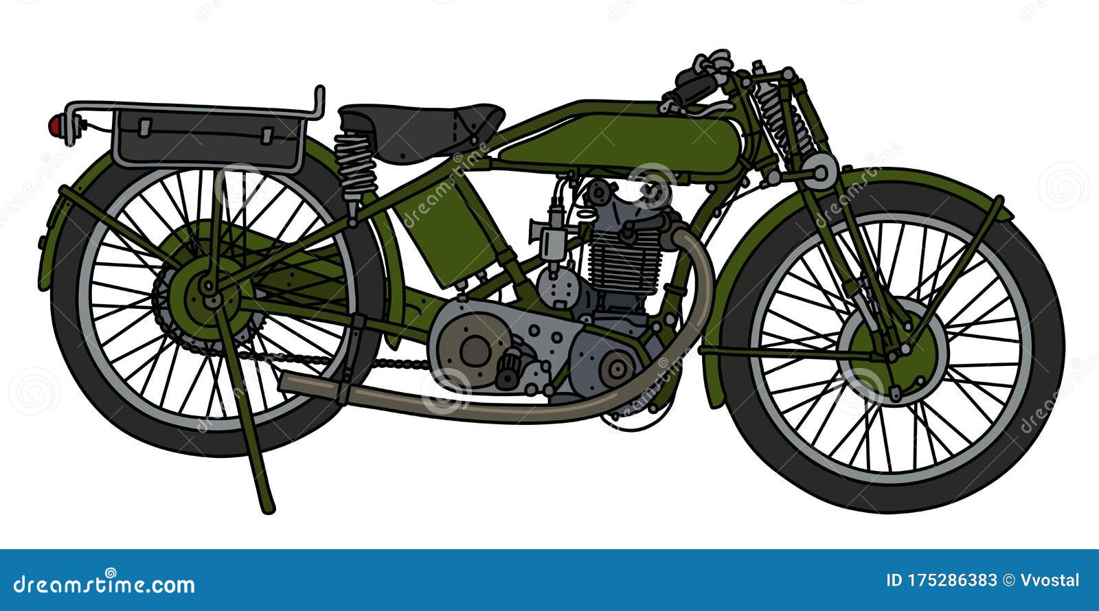 The retro green motorcycle stock vector. Illustration of vintage ...