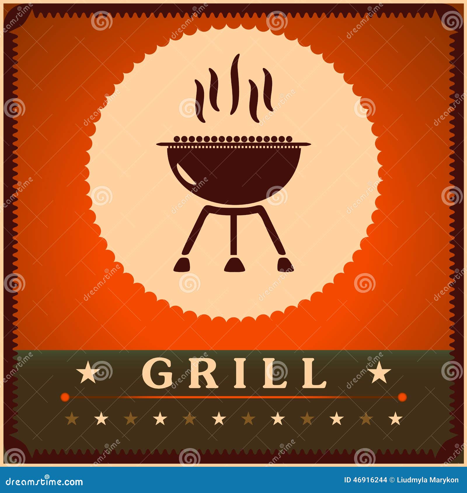 Retro Grill Menu Card Design Template Poster Vector Illustration ...