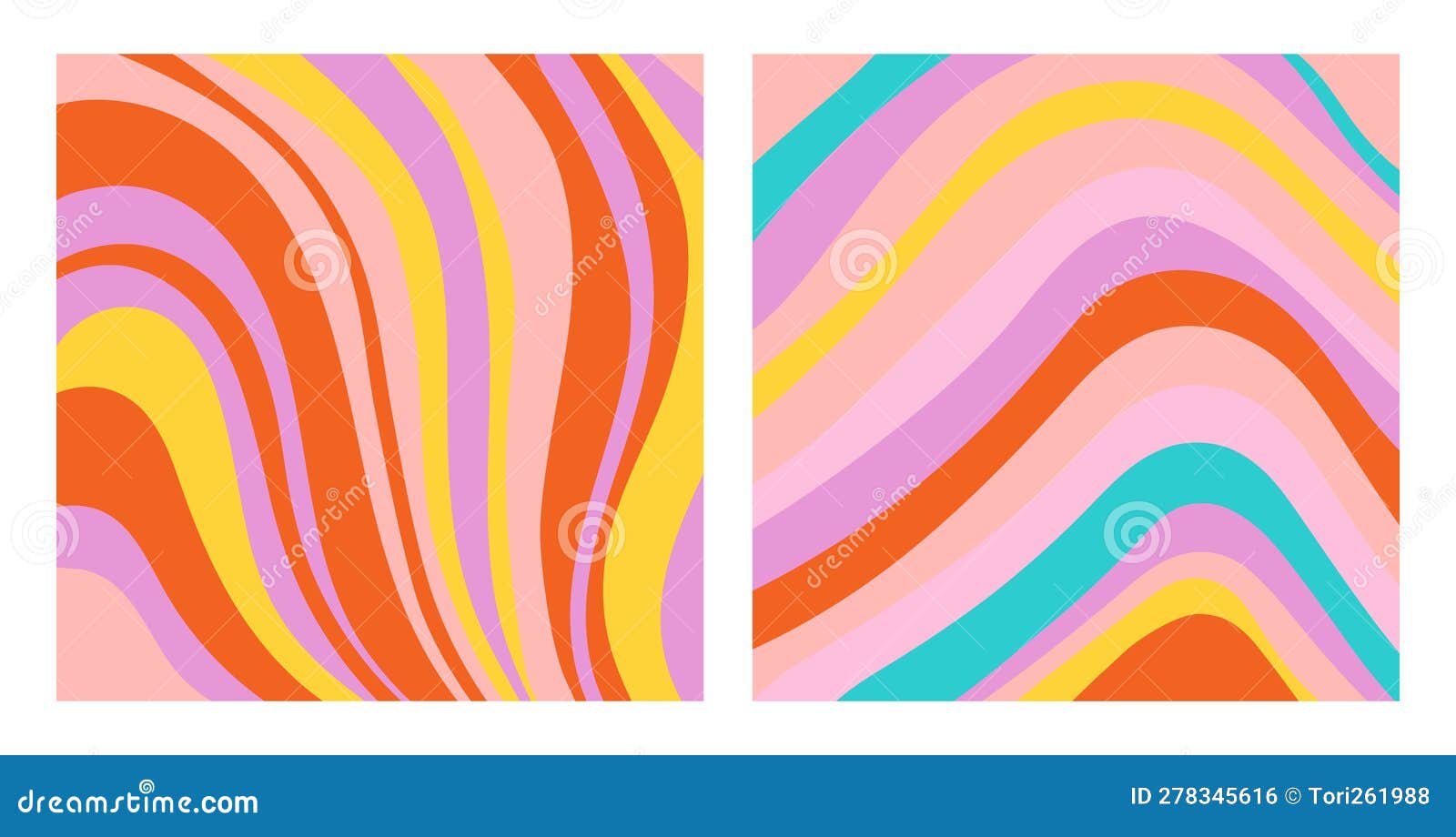 Retro Groovy Colorful Abstract Art Template Set Stock Vector ...