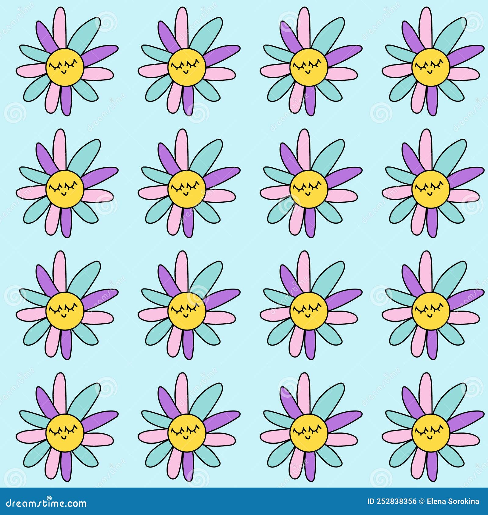 Retro Groovy Daisy Pattern 70s. Stock Vector - Illustration of abstract ...