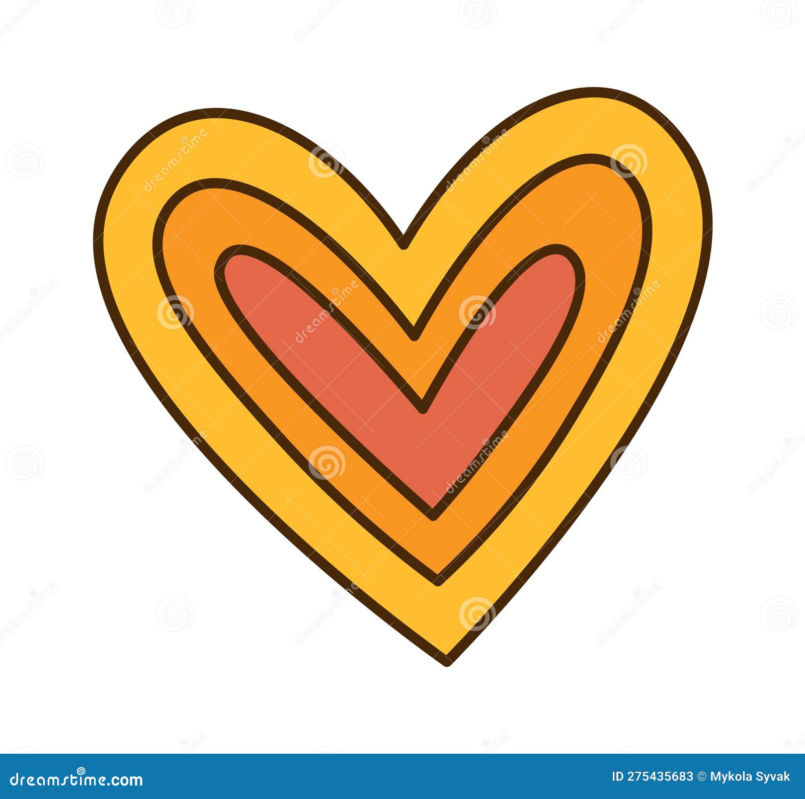 Retro Groovy Heart stock vector. Illustration of groovy - 275435683
