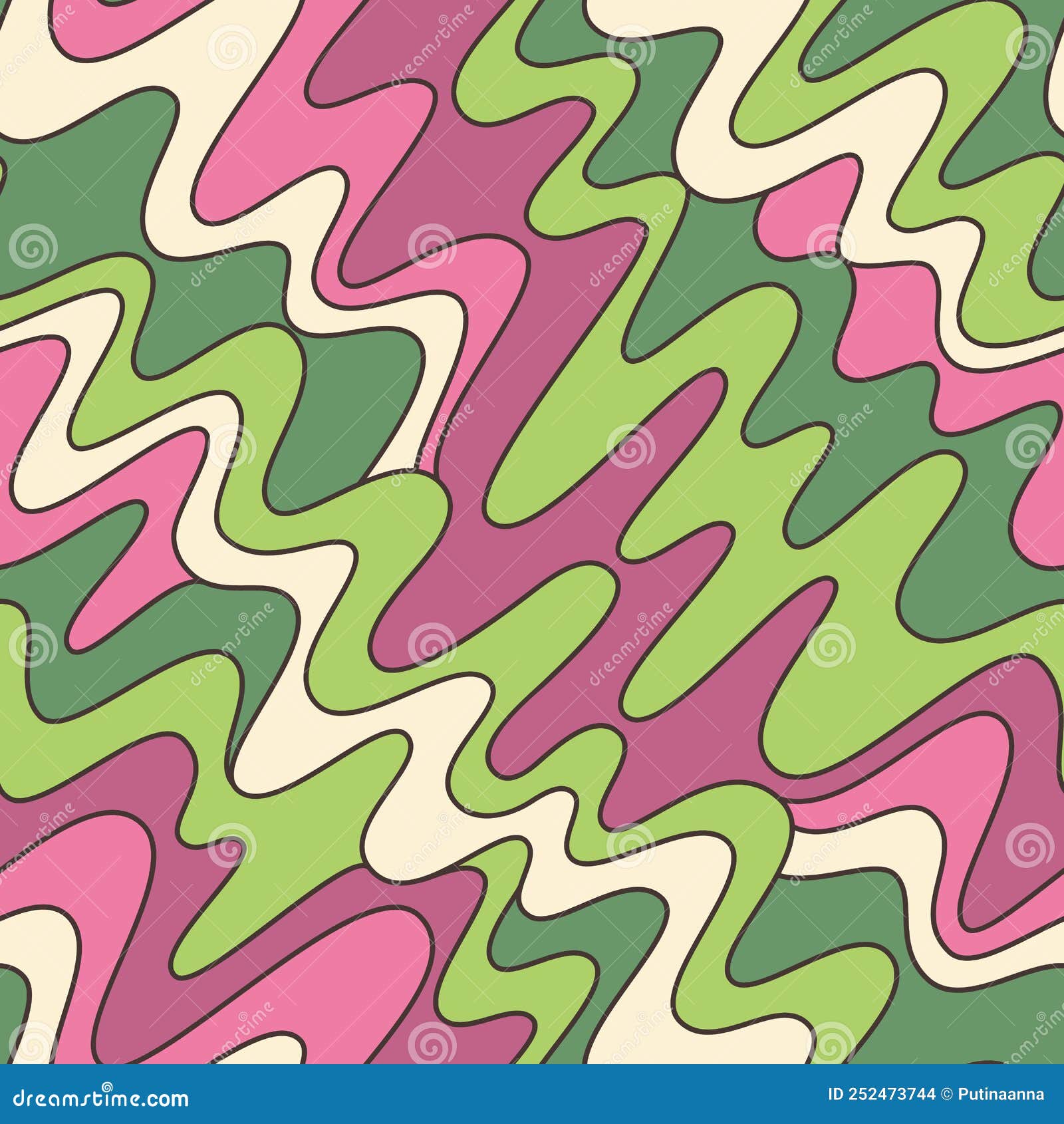 Retro Groovy Wiggly Stripes Vector Seamless Pattern Stock Vector ...