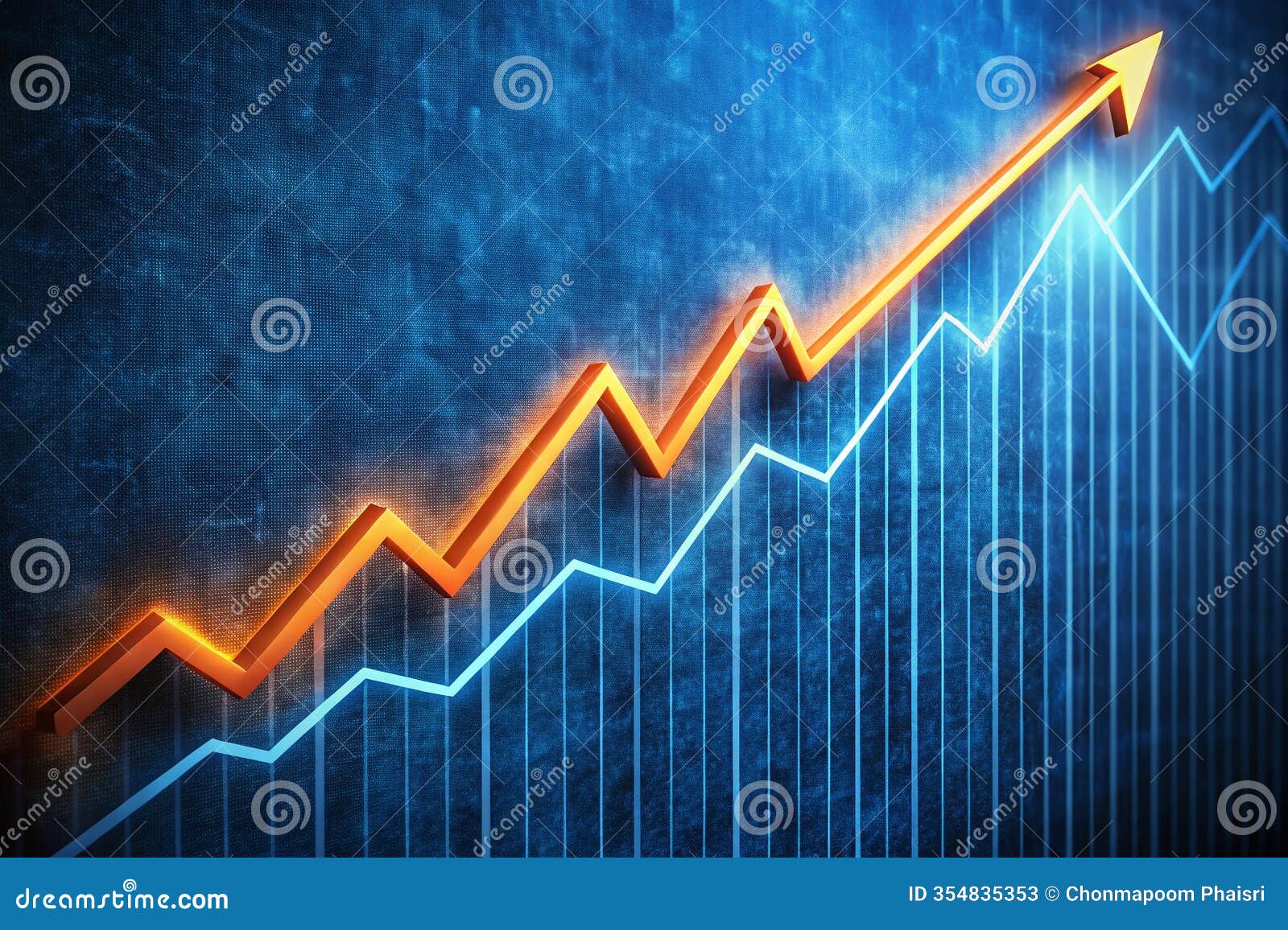 Retro Growth Chart with Glowing Line Graph a Vintage Visual for ...