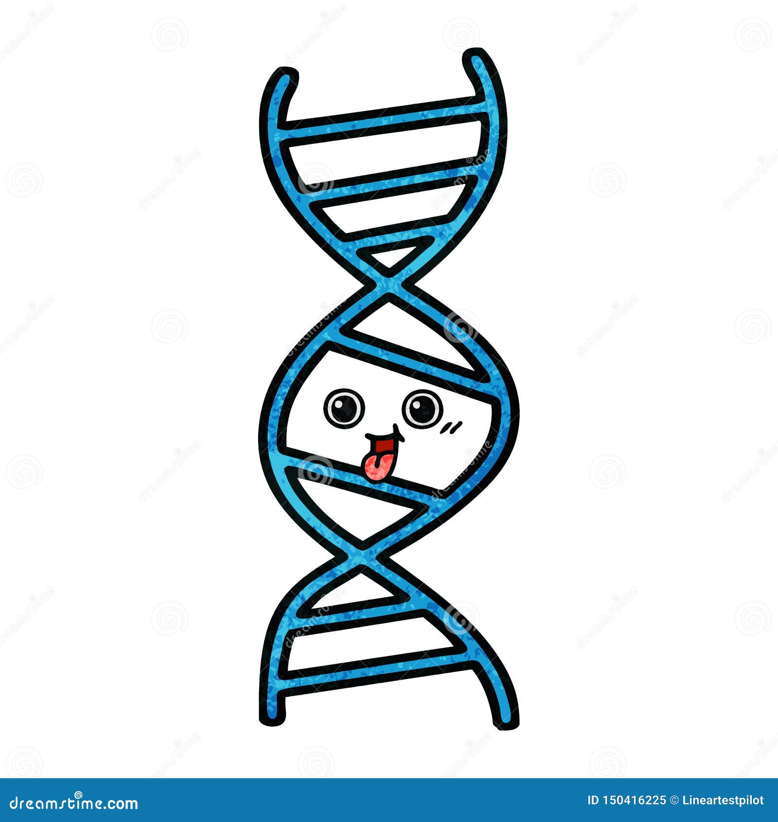 Retro Grunge Texture Cartoon of a DNA Strand Stock Vector ...