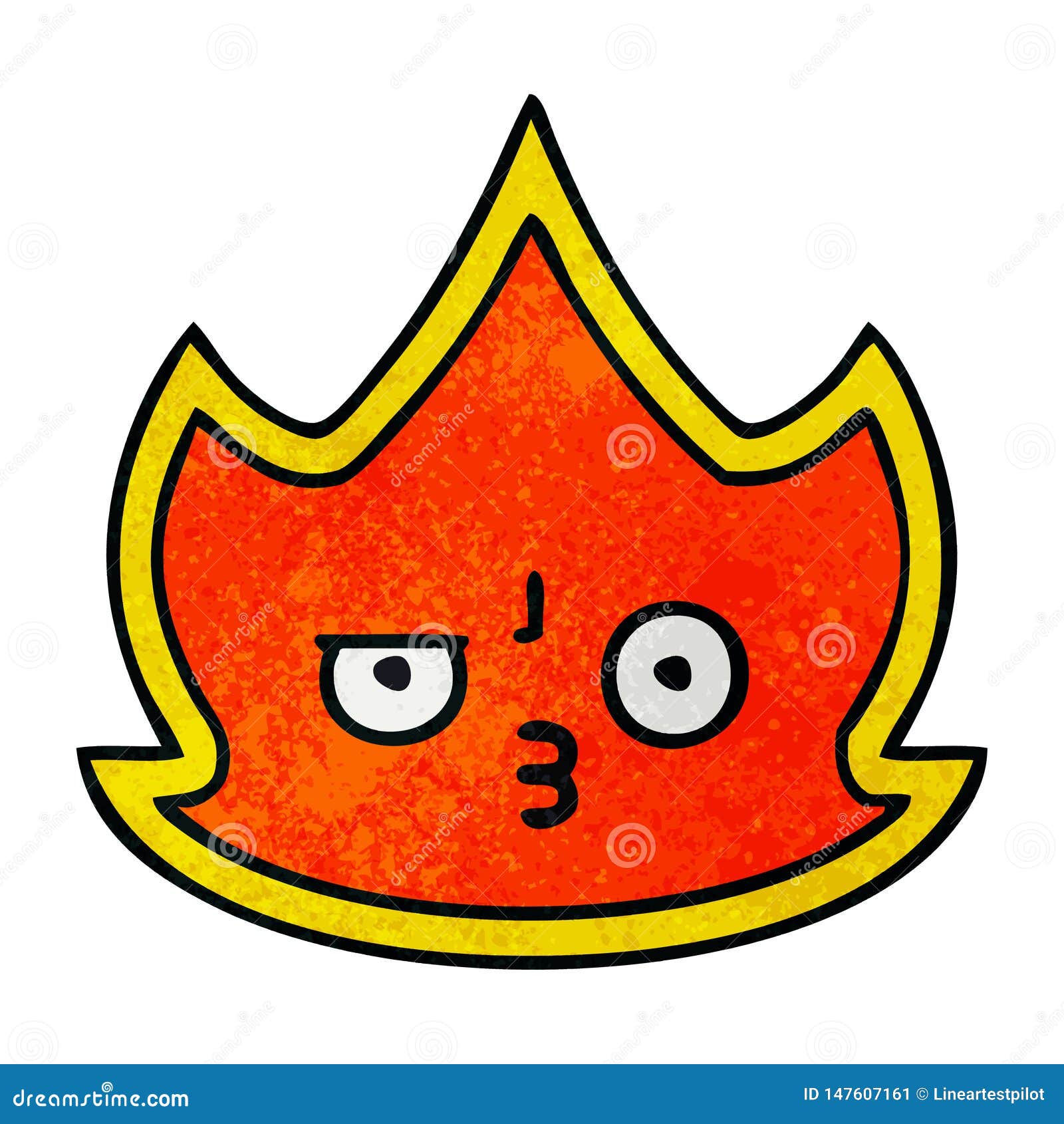 Retro Grunge Texture Cartoon Fire Stock Vector - Illustration of ...