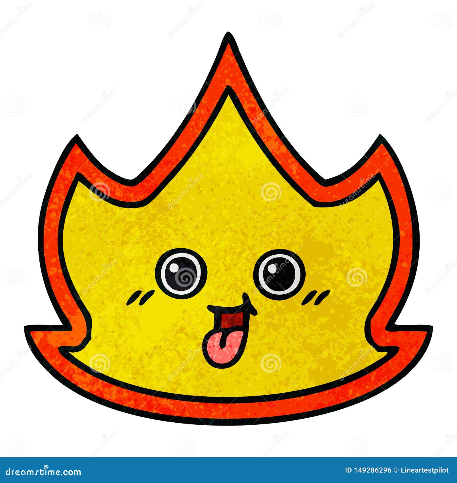 Retro Grunge Texture Cartoon Fire Stock Vector - Illustration of ...