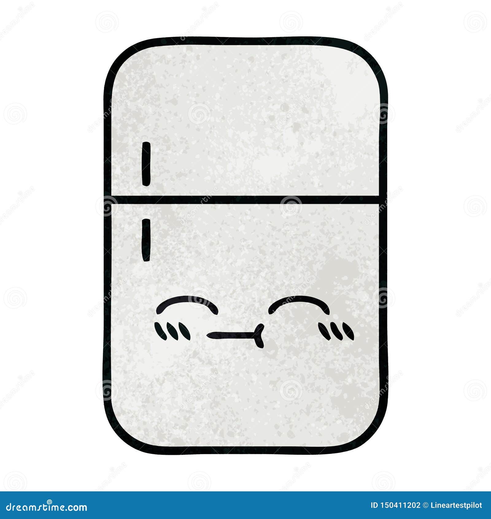 Retro Grunge Texture Cartoon of a Fridge Freezer Stock Vector ...