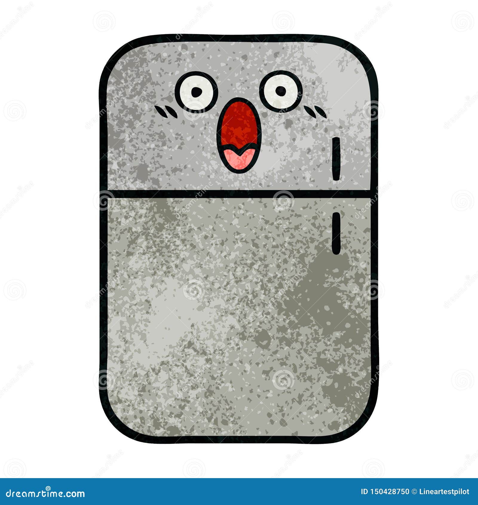 Retro Grunge Texture Cartoon of a Fridge Freezer Stock Vector ...