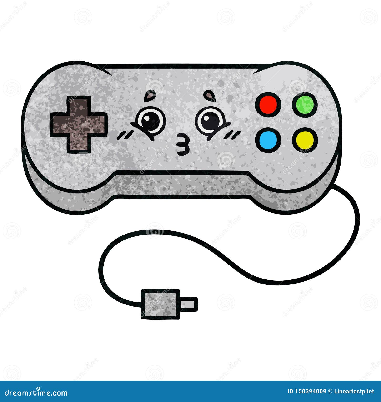 Retro Grunge Texture Cartoon of a Game Controller Stock Vector ...