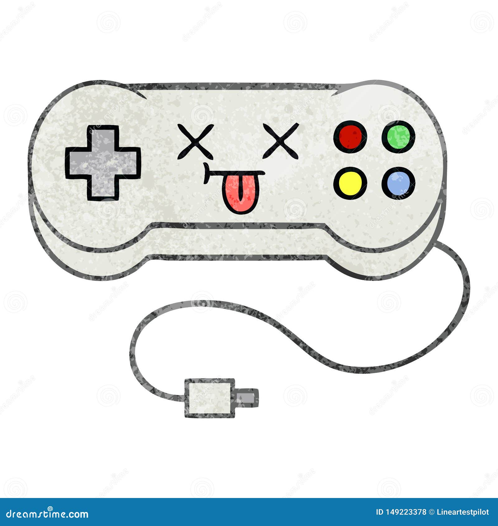 Retro Grunge Texture Cartoon Game Controller Stock Vector ...