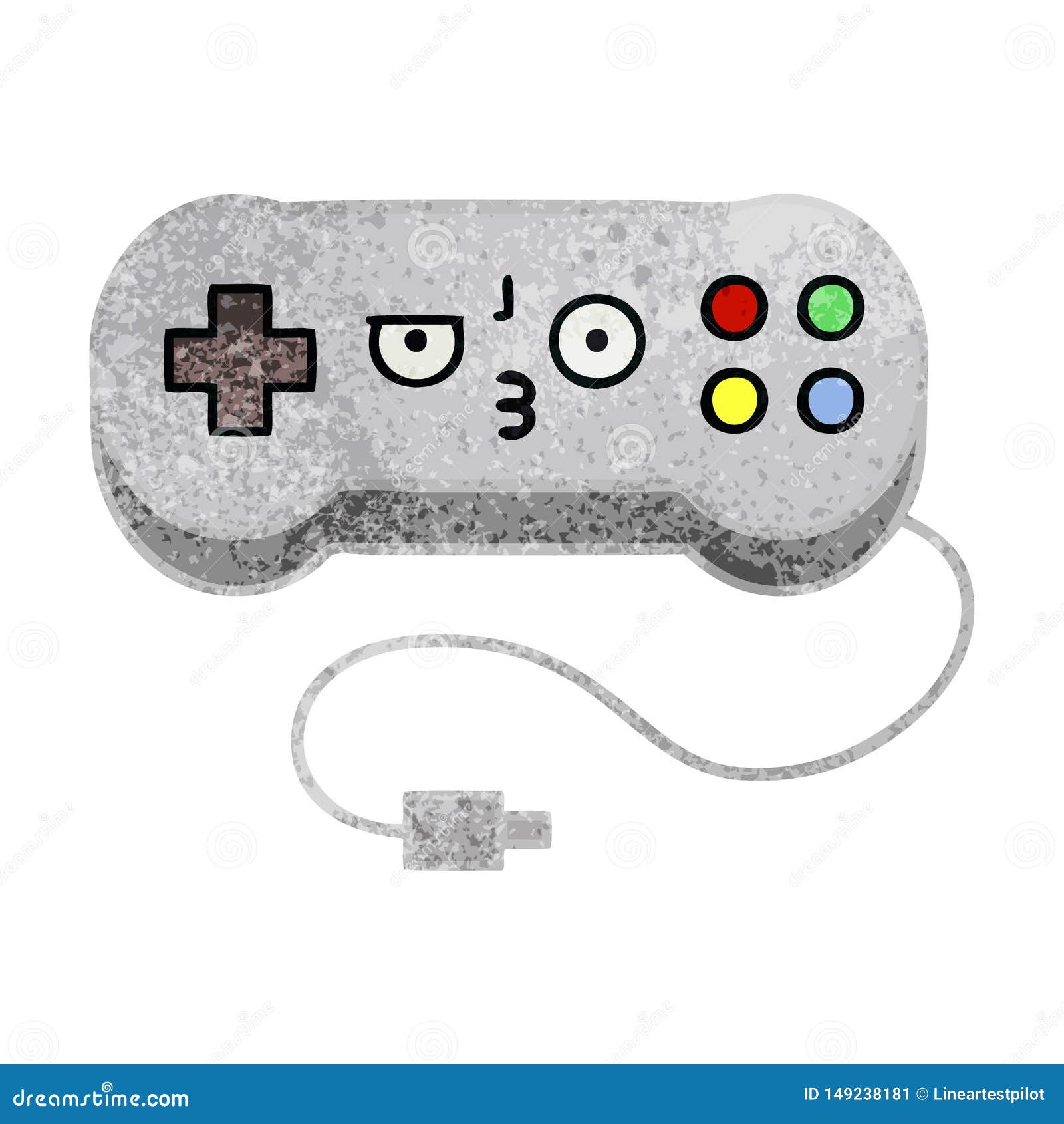 Retro Grunge Texture Cartoon Game Controller Stock Vector ...