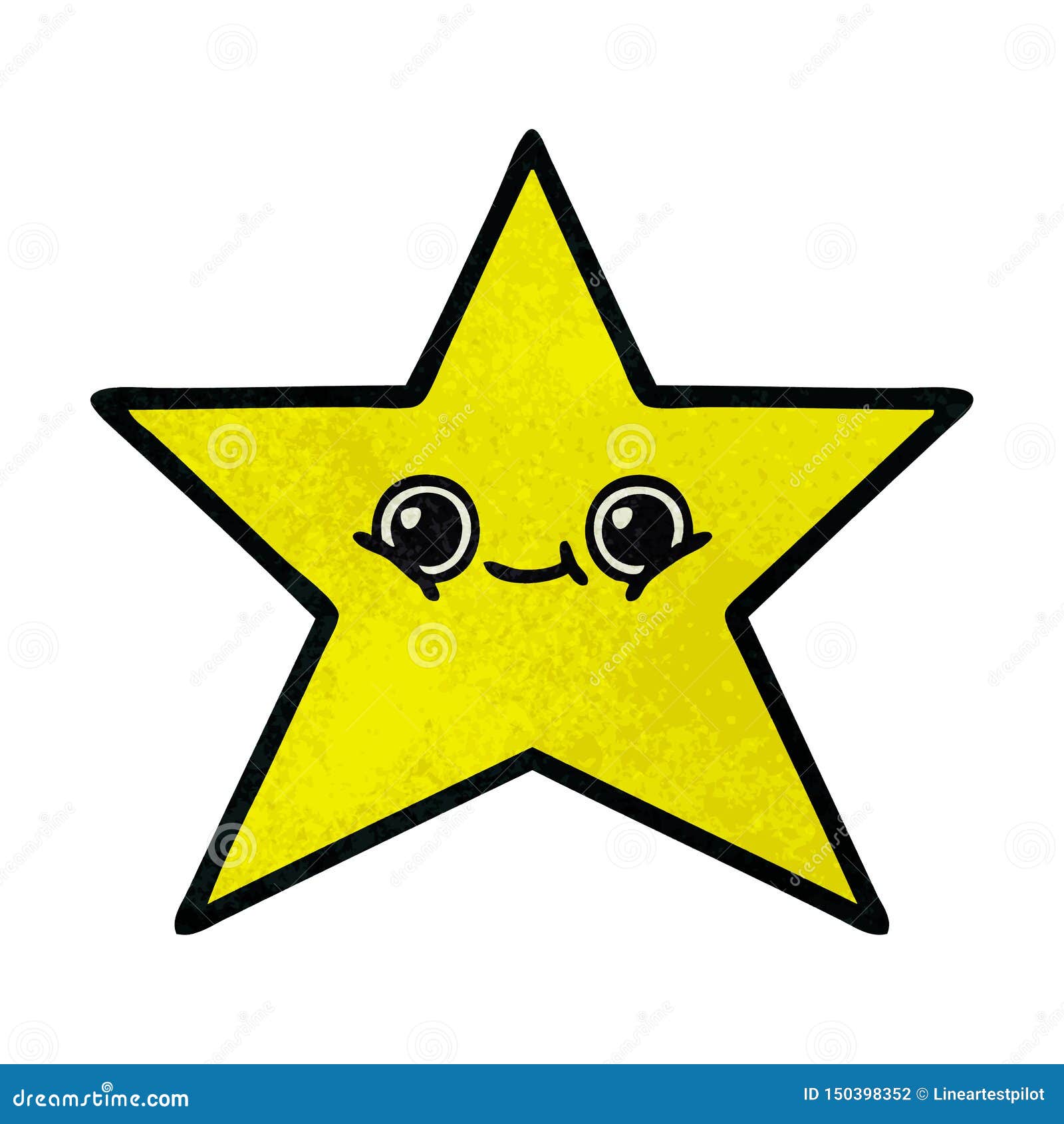 Retro Grunge Texture Cartoon of a Gold Star Stock Vector - Illustration ...