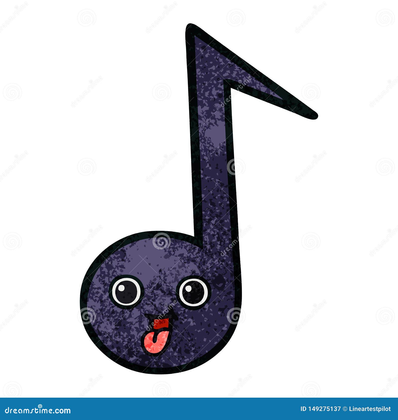 Retro Grunge Texture Cartoon Musical Note Stock Vector - Illustration ...