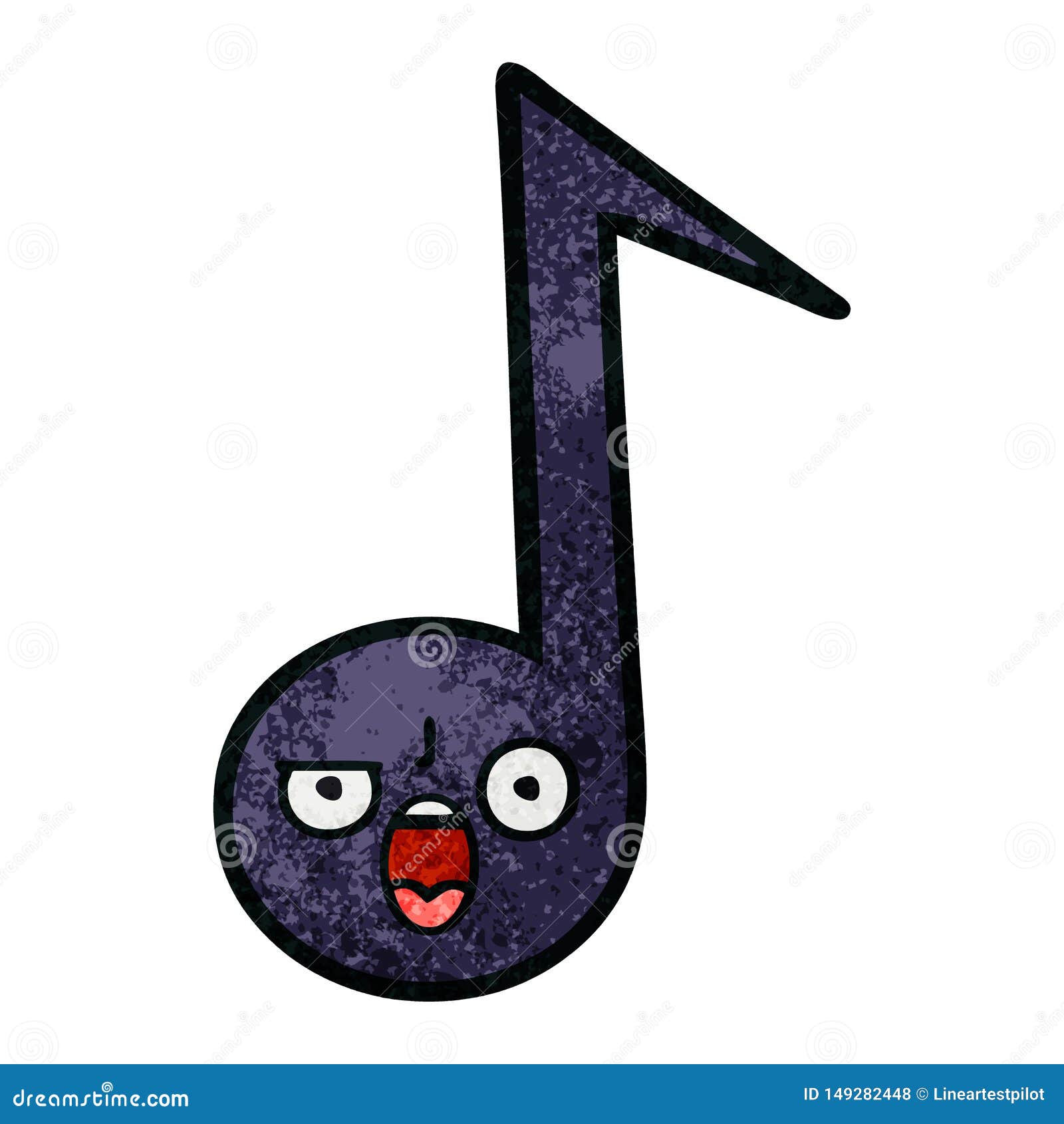 Retro Grunge Texture Cartoon Musical Note Stock Vector - Illustration ...