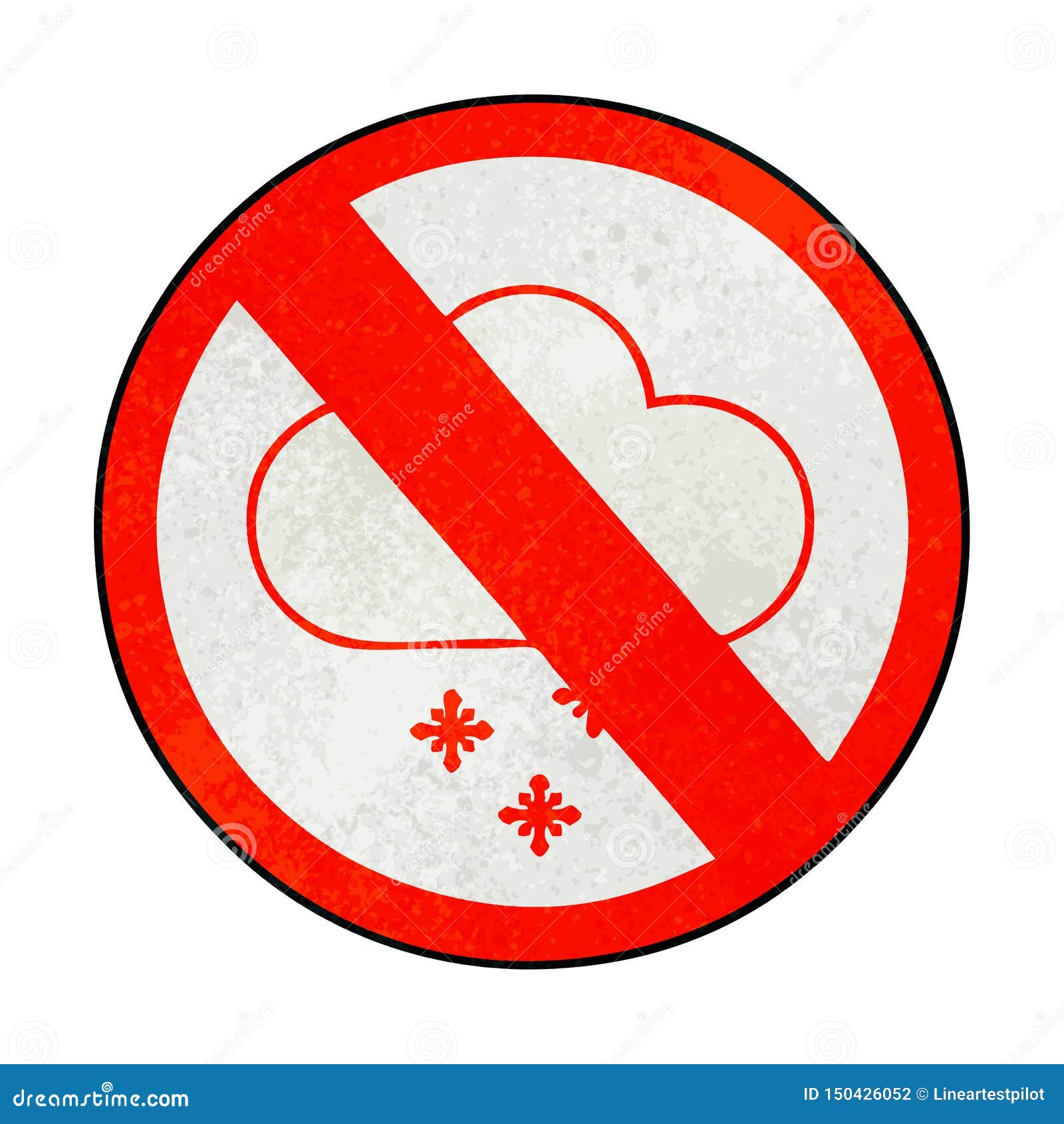 Retro Grunge Texture Cartoon of a No Snow Allowed Sign Stock Vector ...