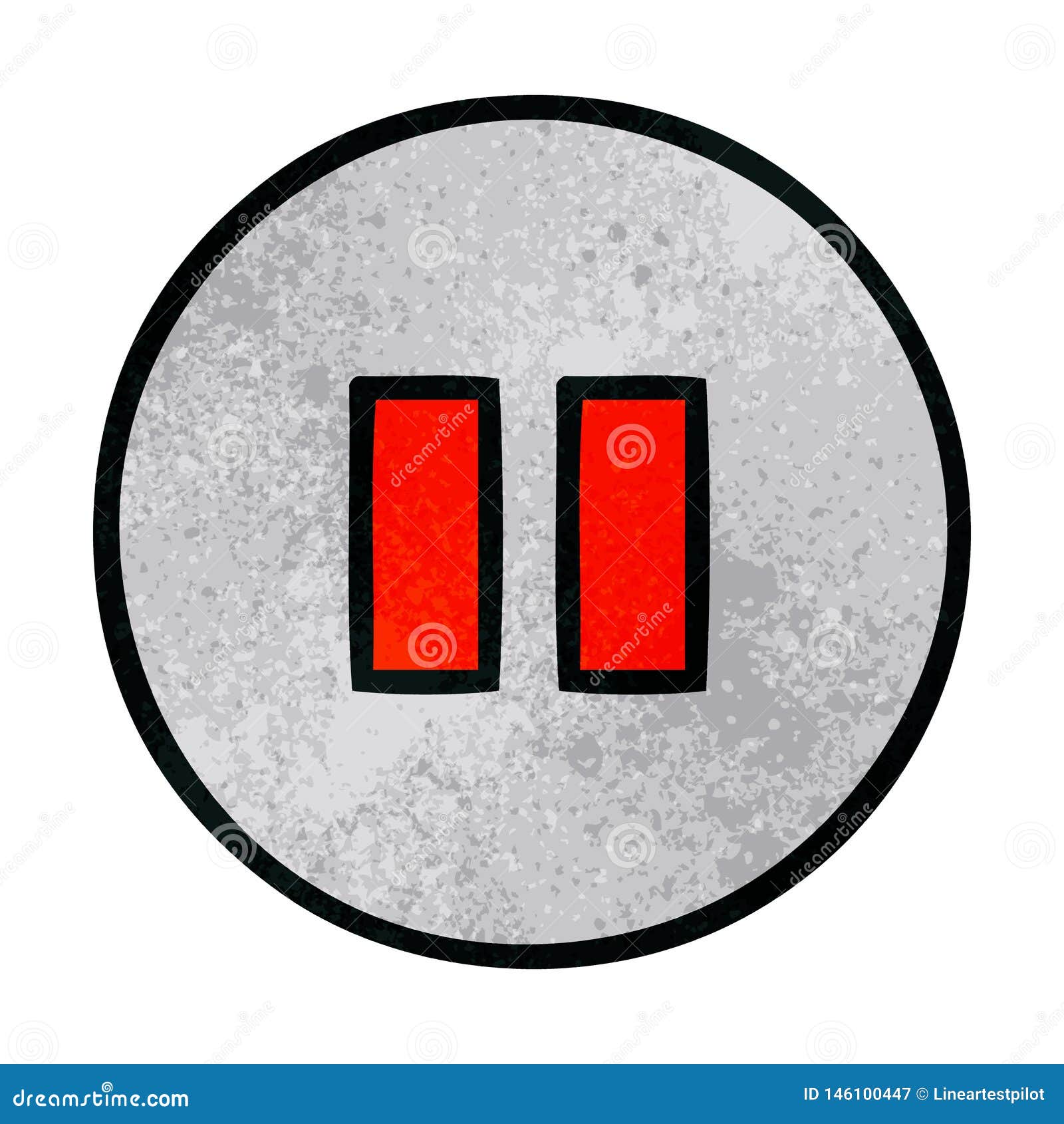 Retro Grunge Texture Cartoon of a Pause Button Stock Vector ...